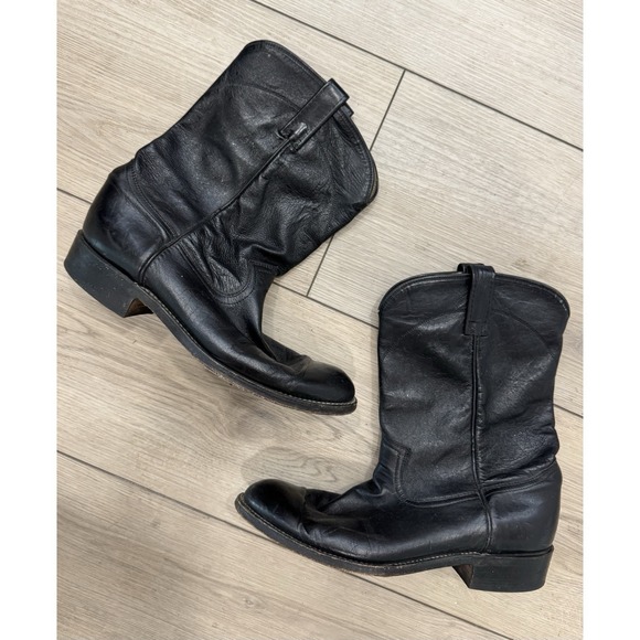 Dan Post | Shoes | Vintage Dan Post Cowboy Boots Soft Wrinkle Black ...